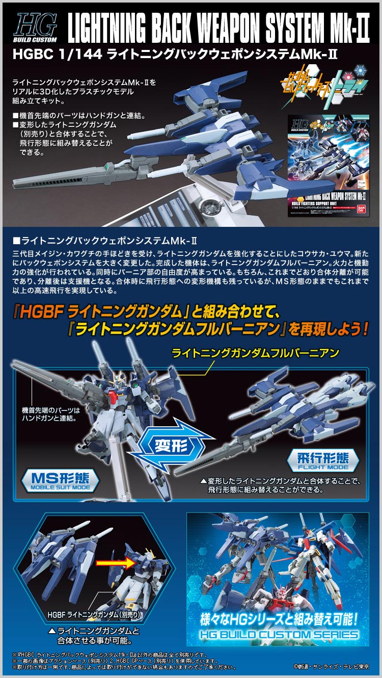 Bandai HGBC Lightning Back Weapon System Mk II