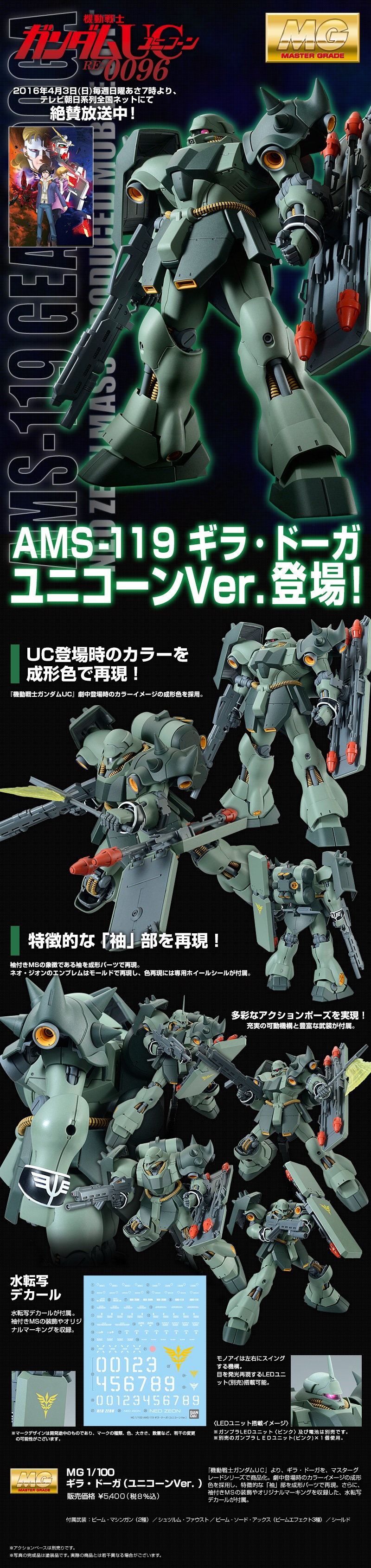 Bandai Limited MG AMS 119 Geara Doga [Unicorn Ver.]
