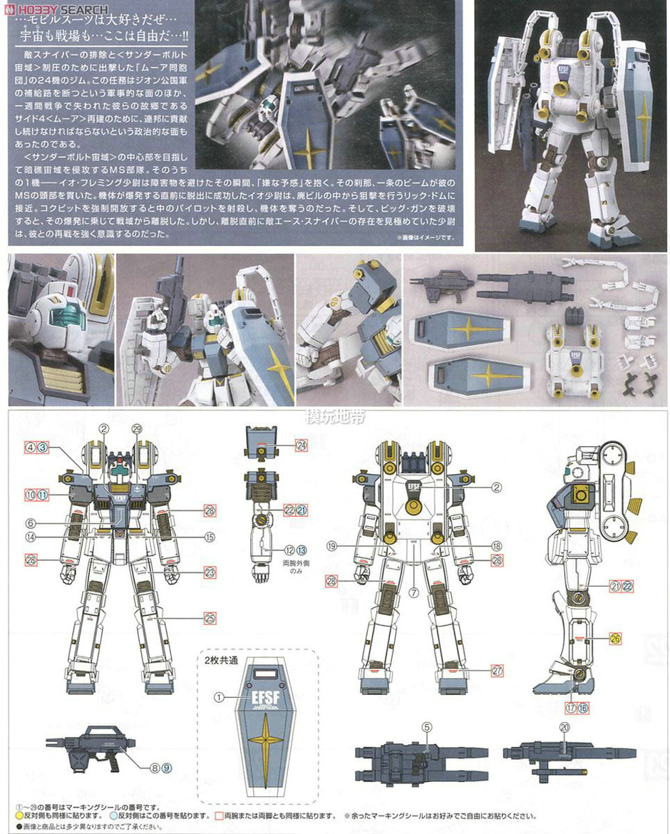 Bandai HGUC RGM 79 GM Gundam Thunderbolt